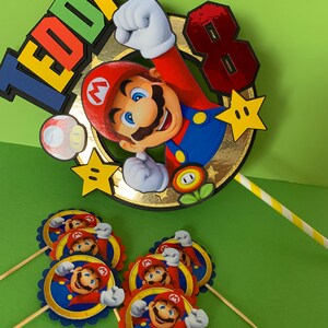 Super Mario Birthday Cake Topper, Personalised Name Age, 3D Effect ...