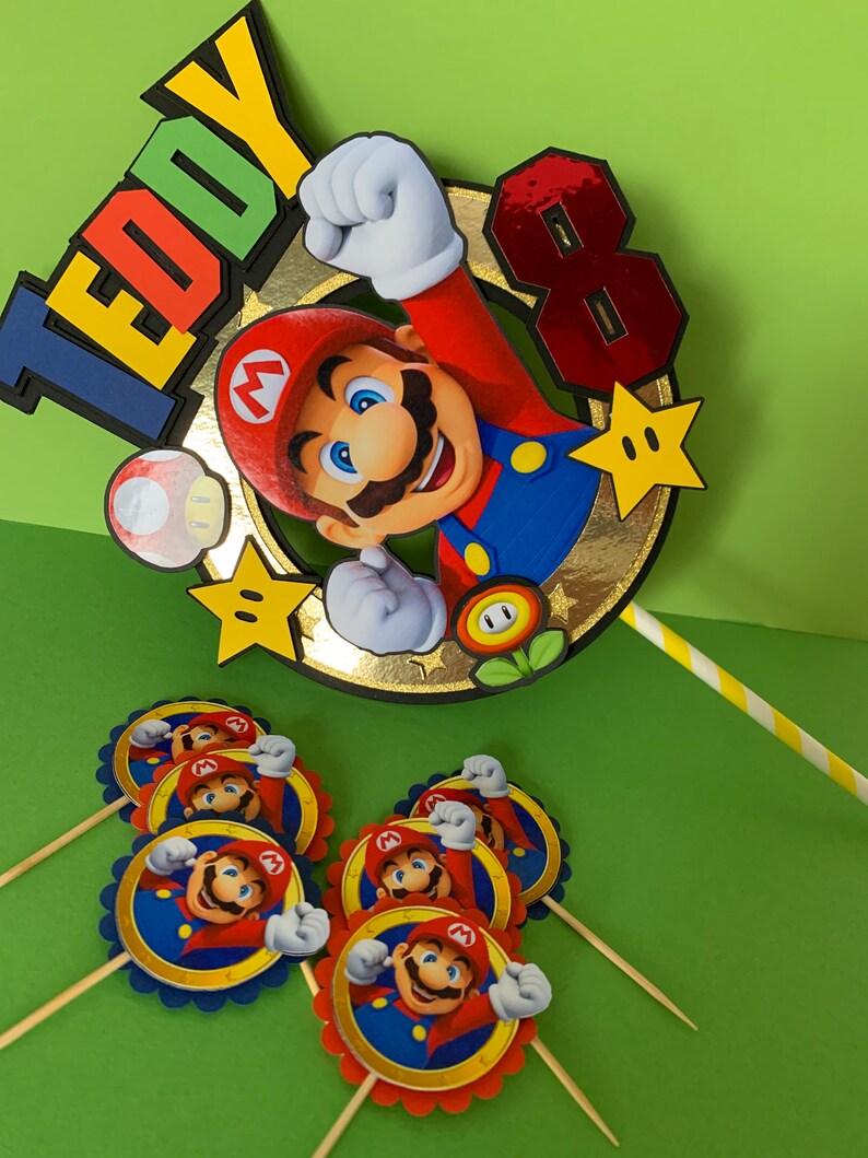 Super Mario Birthday Cake Topper Personalised Name Age 3D - Etsy UK