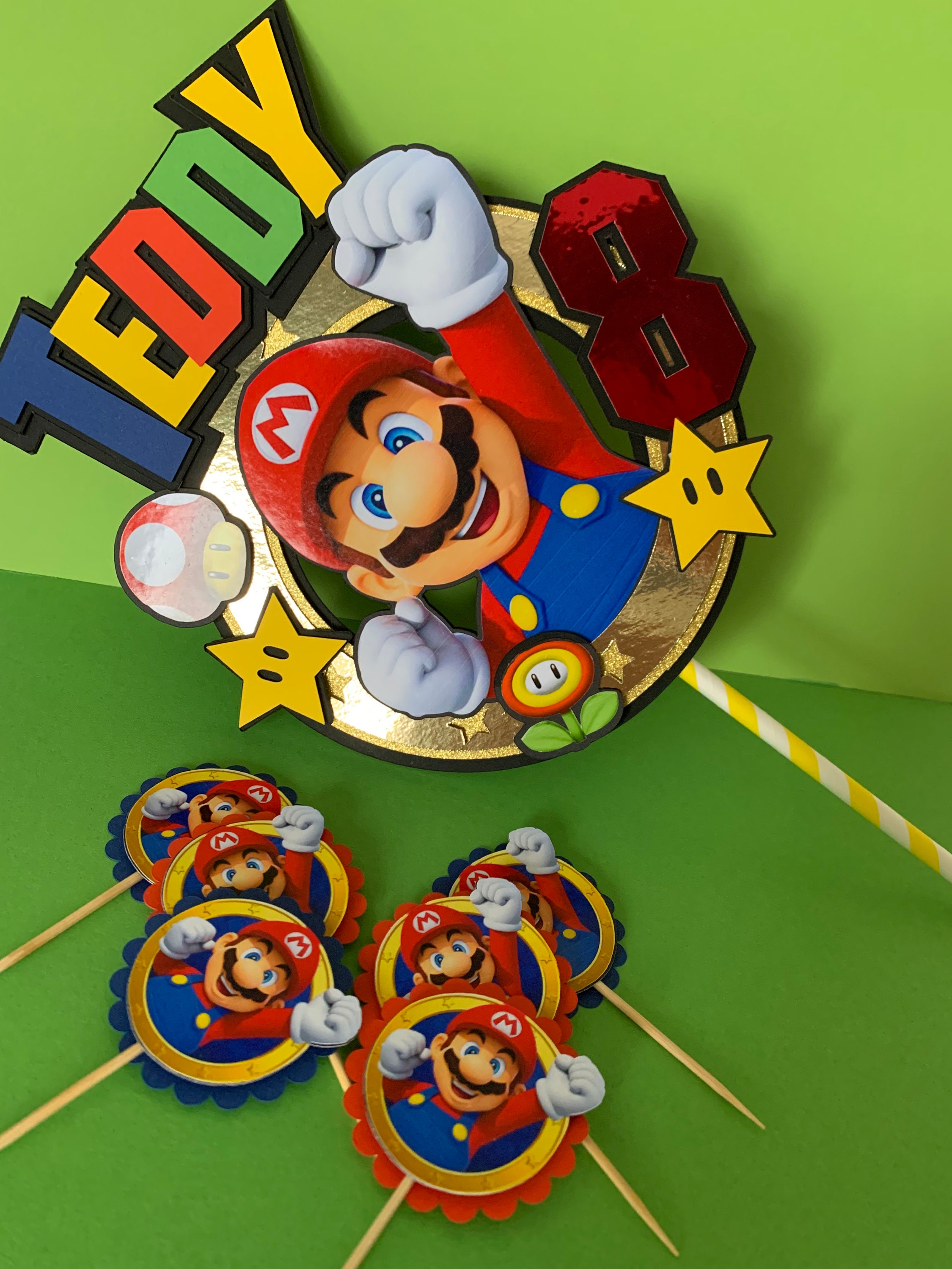 Super Mario Birthday Cake Topper Personalised Name Age 3D - Etsy UK