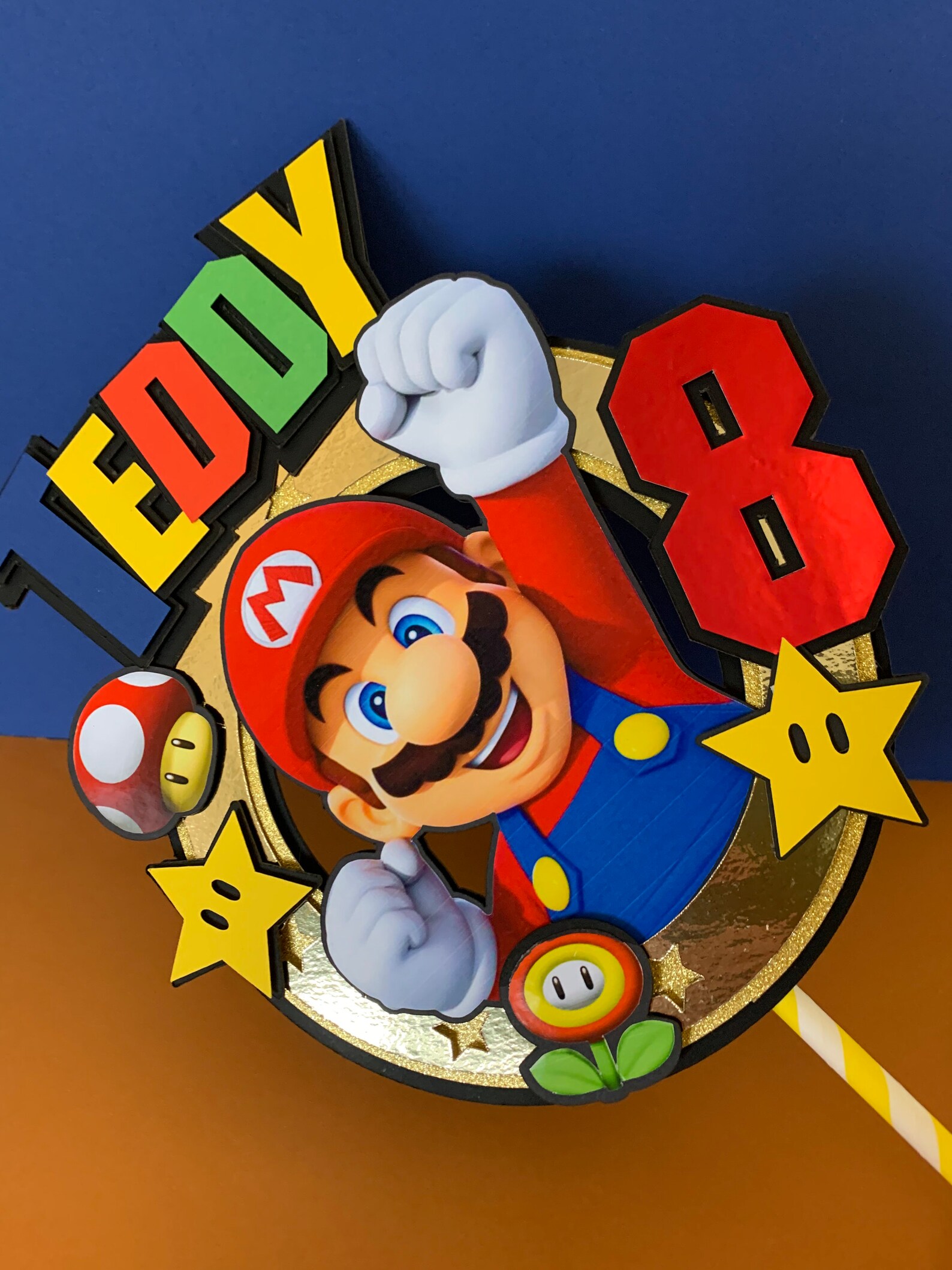 Super Mario Birthday Cake Topper Personalised Name Age 3D - Etsy UK