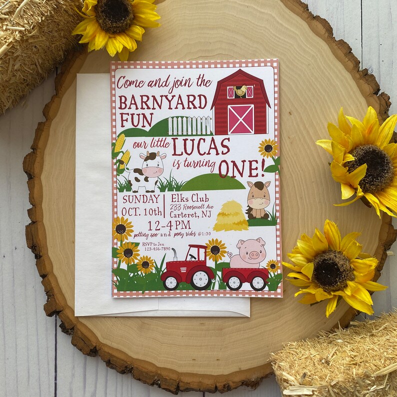 Farm Theme Birthday Party Invitations - Etsy