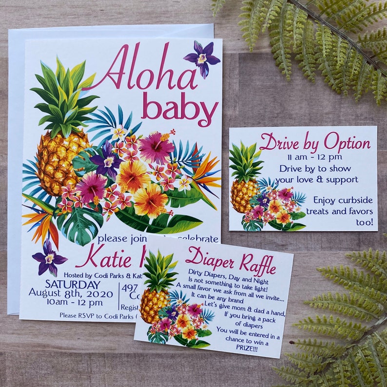 Aloha Baby Tropical Baby Shower Invitation Pineapple Theme - Etsy