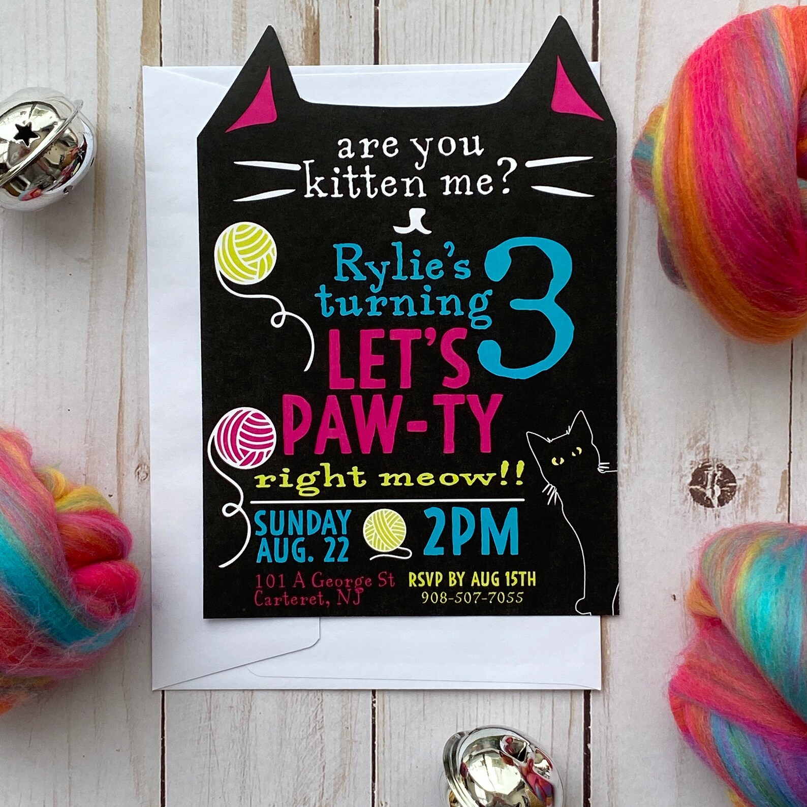 Cute Cat Birthday Party Invitation Are you Kitten Me | Etsy