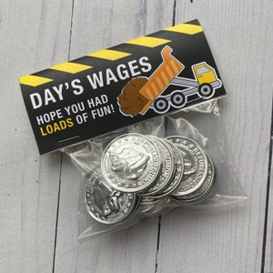 Days Wages Favor Headercards for Construction Party Favor, Daily Wage ...