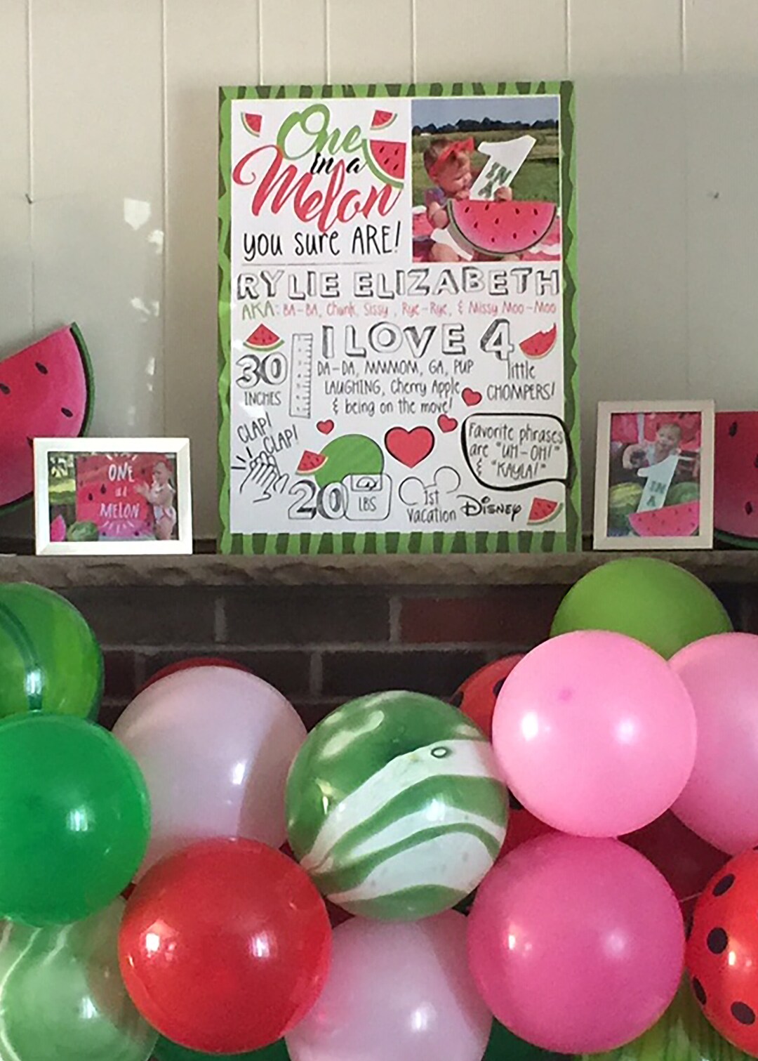 First Birthday Stat Board, Watermelon Theme, One in a Melon, Watermelon ...