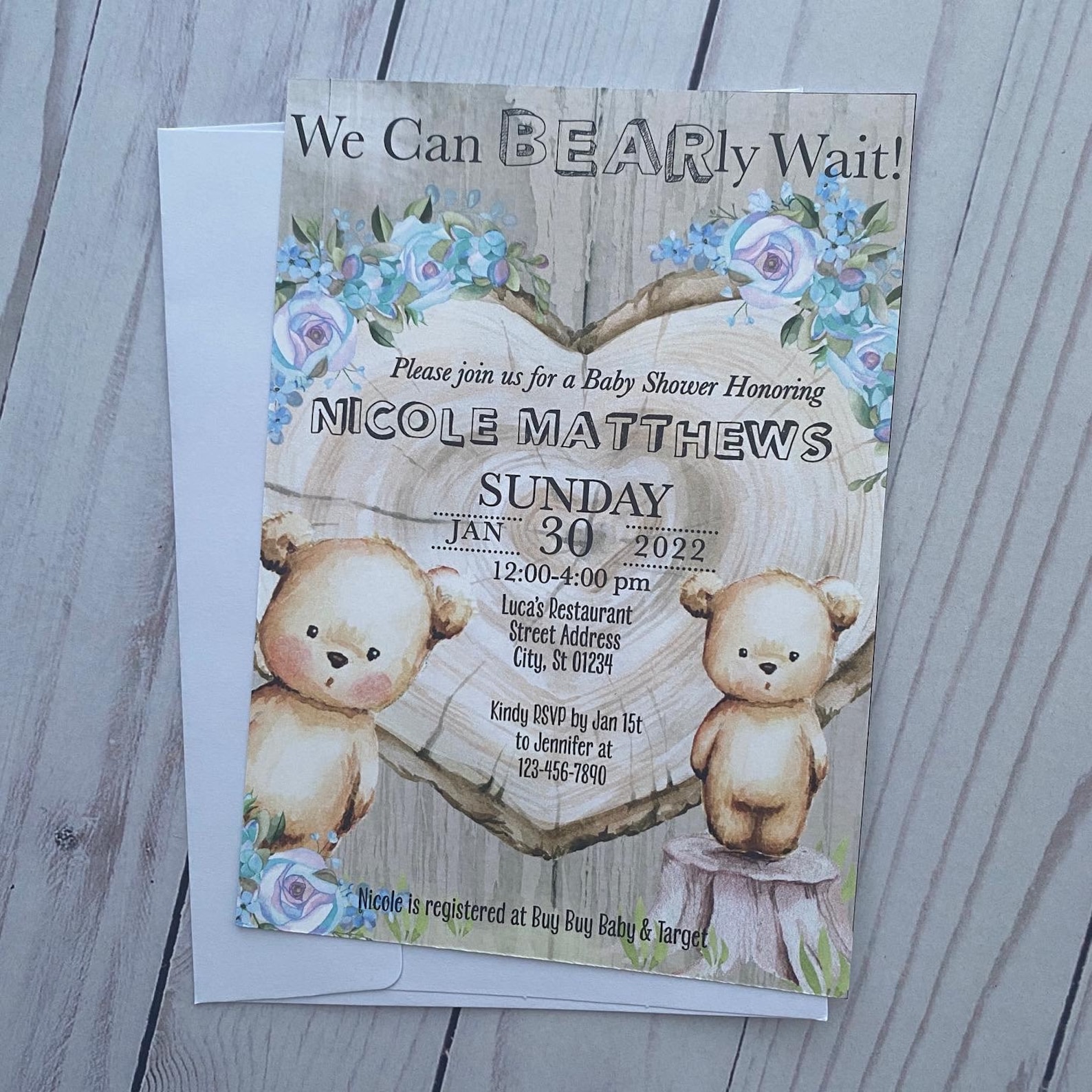 Bear Baby Shower Invite, We Can Bearly Wait Baby Shower Invite With ...