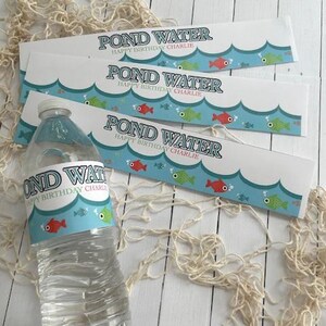 Fishing Theme, POND Water Bottle Labels, PRINTED SET of 12: for ...