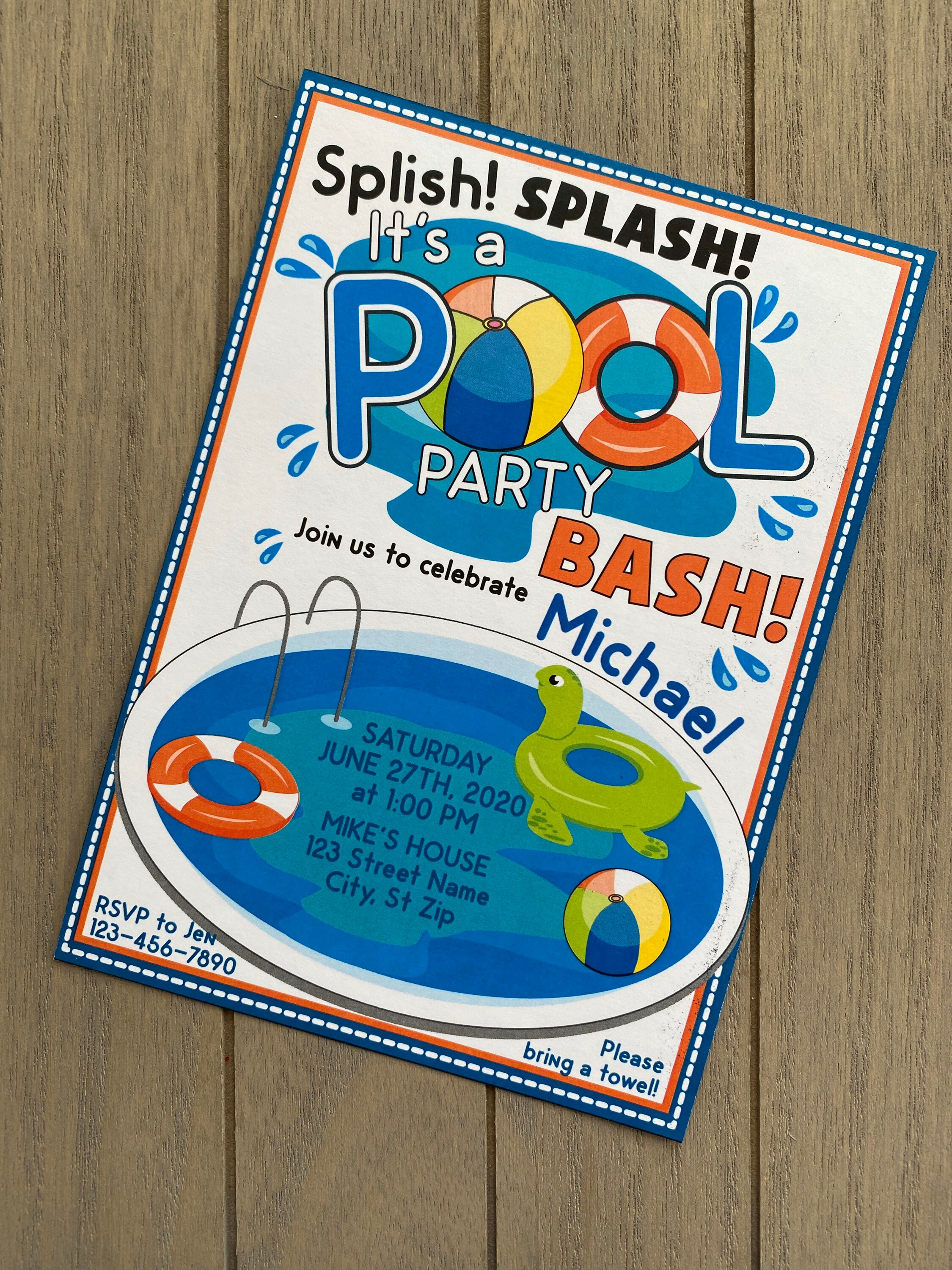 Splish Splash It is a Pool Party Bash Pool Party Invitation | Etsy