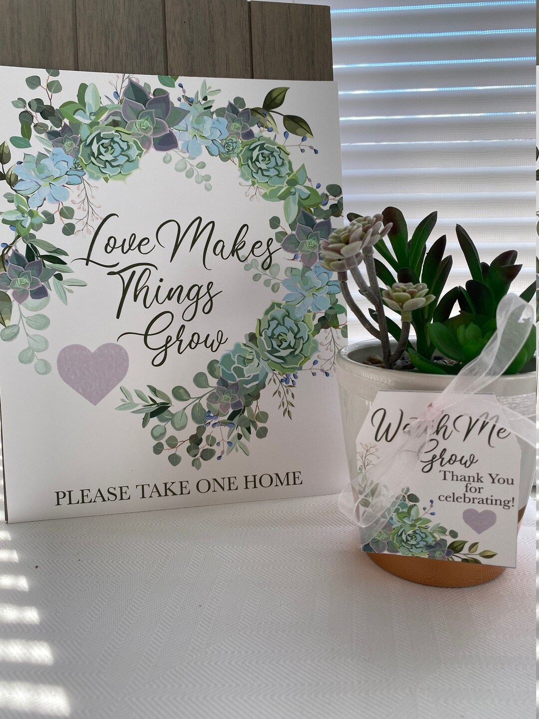 Succulent Favor Table Sign: 8x10 or 5x7 Inch Sign for You to Frame and ...