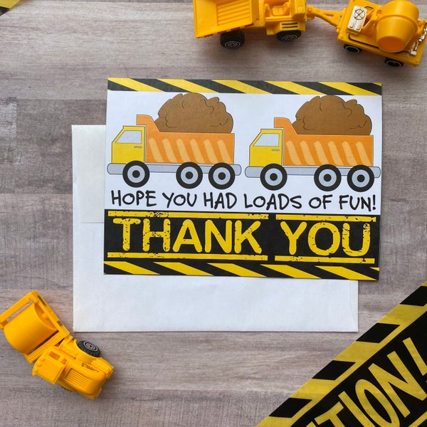 Construction Theme Thank You Card - Etsy