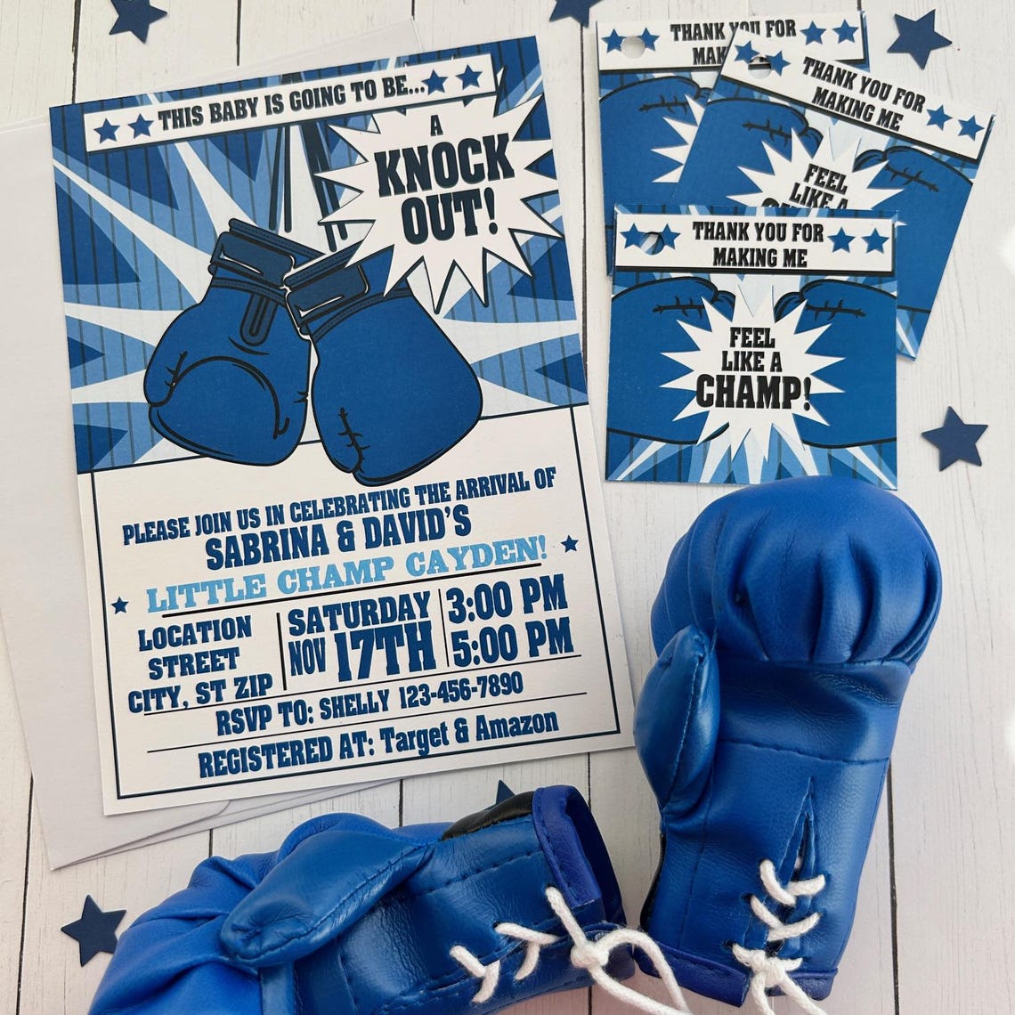 Boxing Baby Shower, Boxing Theme Party Invitations, Knockout, Little ...