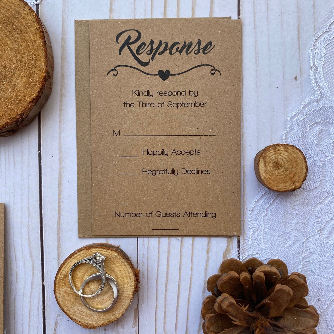 Rustic Lace Brown Wedding Invitations - Etsy