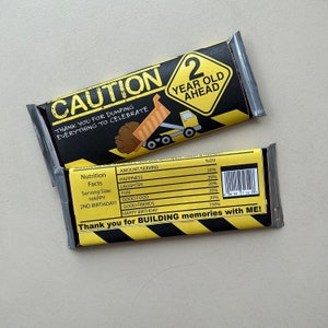 Construction Party Candy Bar Favor Wrappers, DIY Construction Party ...
