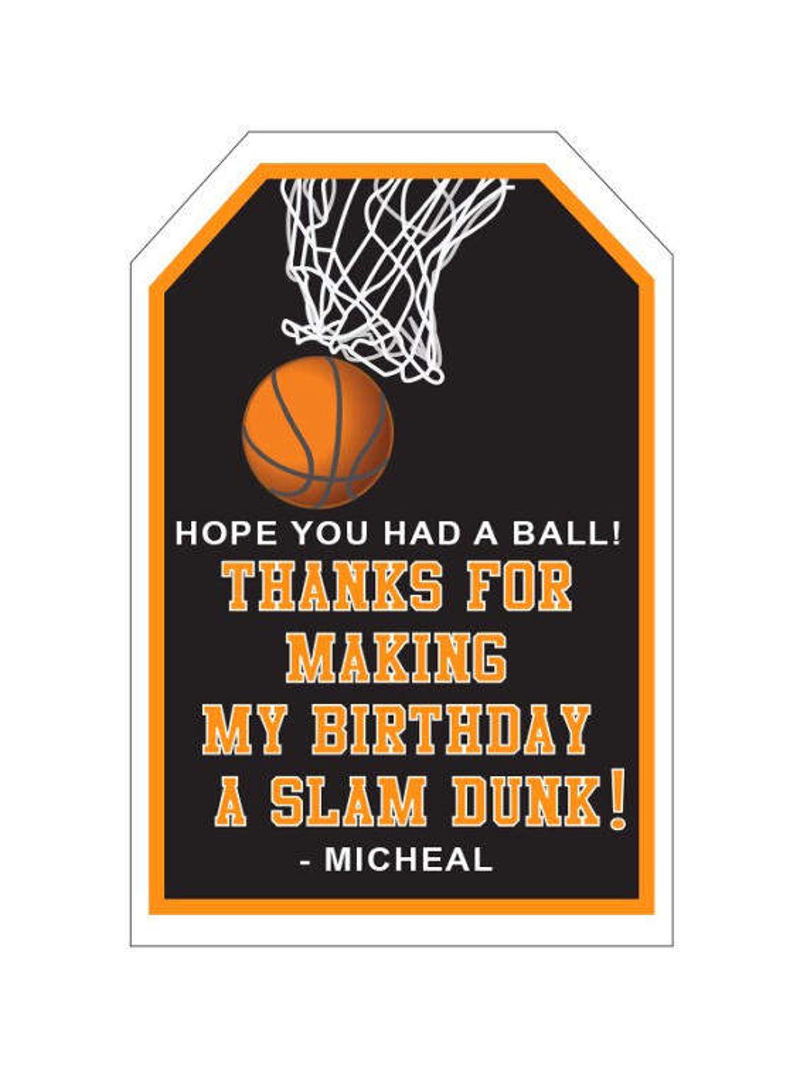 CUSTOM Wording Basketball Party Favor Tags, Basketball Party Favors ...