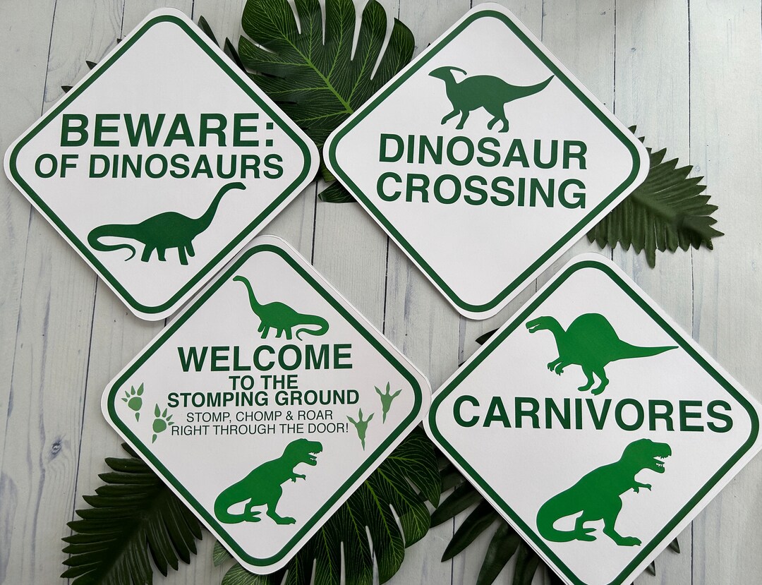 Dinosaur Party Sign INSTANT DOWNLOAD- Set of 4 - Etsy