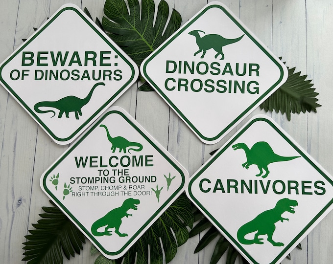 PDF: Set of 7 Dinosaur Crossing Signs - Dinosaur Themed Party Warning ...