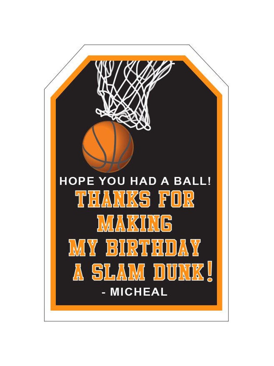 Basketball Party Favor Tags Basketball Party Favors Slam - Etsy