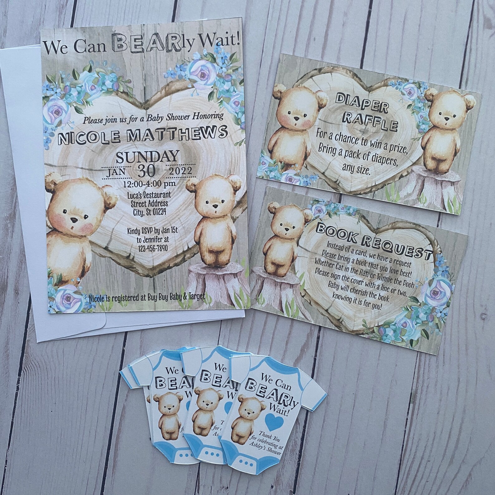 Bear Baby Shower Invite, We Can Bearly Wait Baby Shower Invite With ...