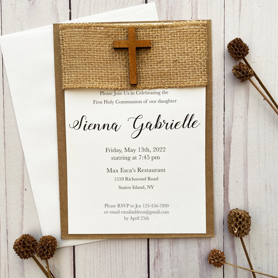 Rustic Burlap Baptism, Christening, First Holy Communion, Confirmation ...