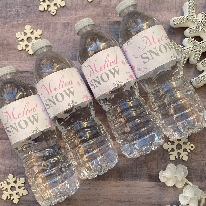 DIY: Melted Snow Water Bottle Labels Winter Themed Winter - Etsy