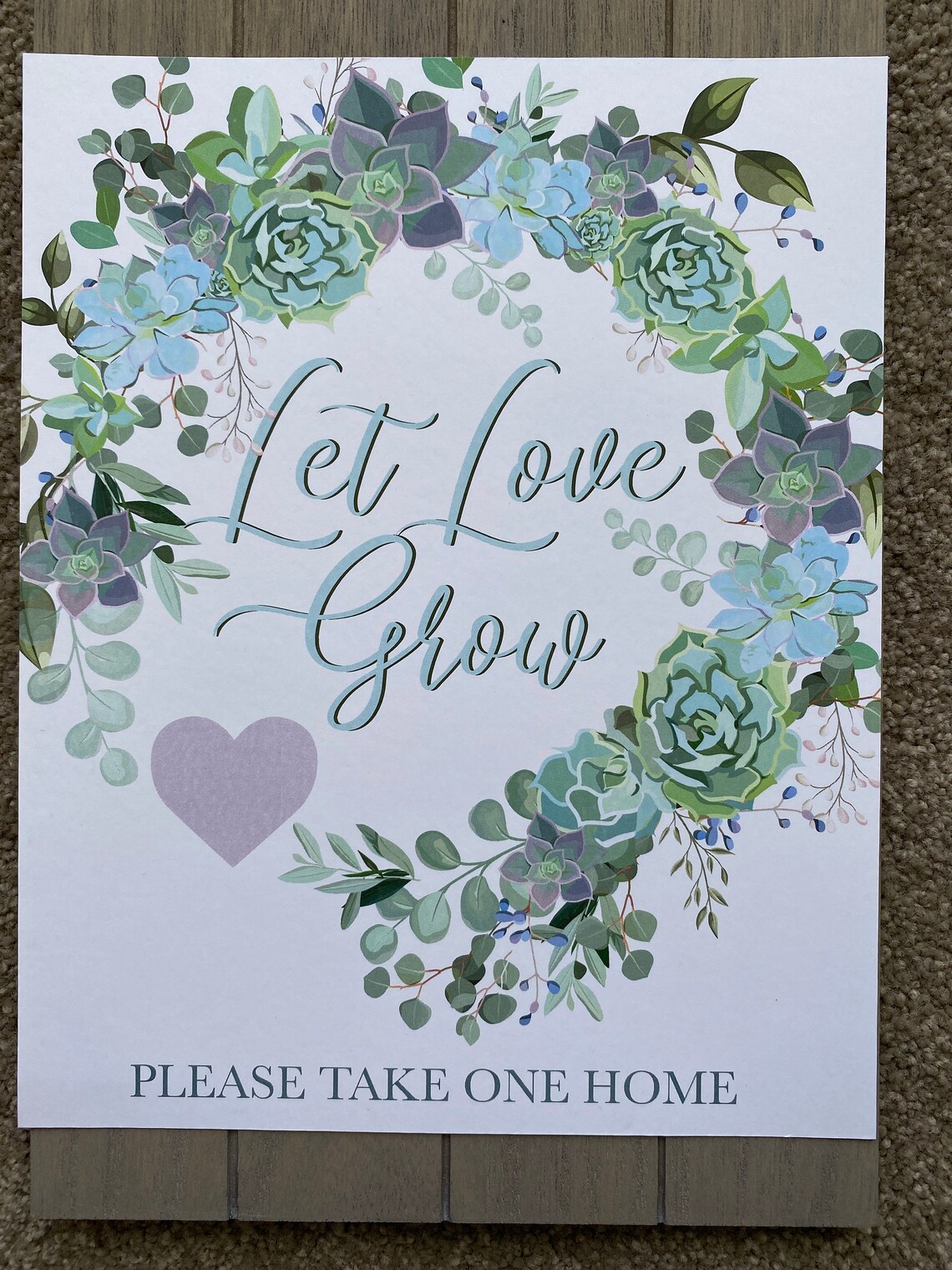 Succulent Favor Table Sign: 8x10 or 5x7 Inch Sign for You to Frame and ...