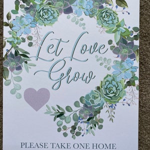 Succulent Favor Table Sign: 8x10 or 5x7 Inch Sign for You to Frame and ...