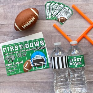 First Year Down, First Birthday Football Party Invitation, Football ...