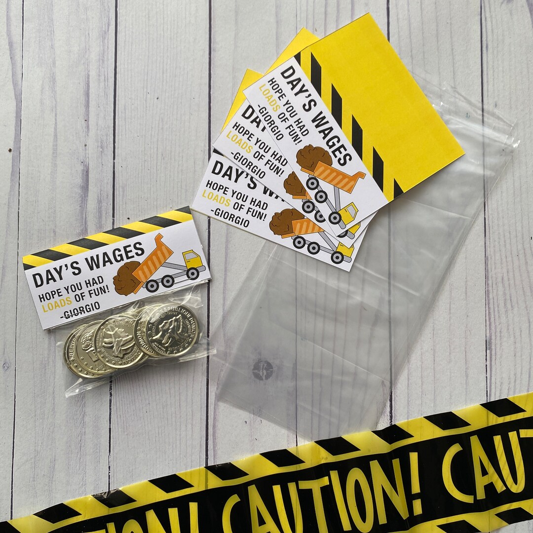 Days Wages Favor Headercards for Construction Party Favor, Daily Wage ...