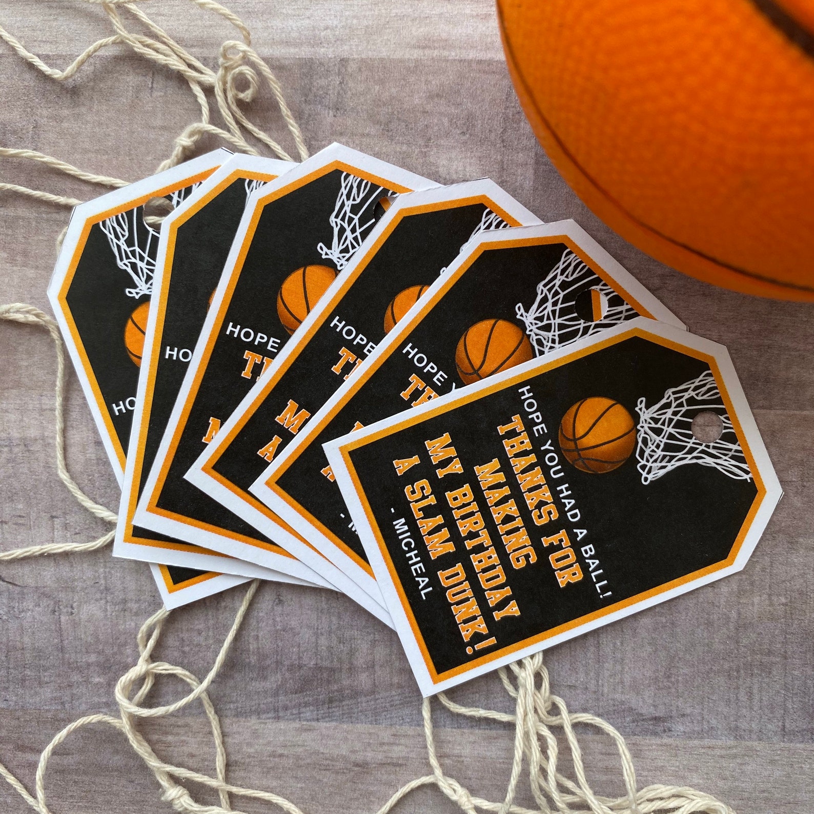 CUSTOM Wording Basketball Party Favor Tags, Basketball Party Favors ...