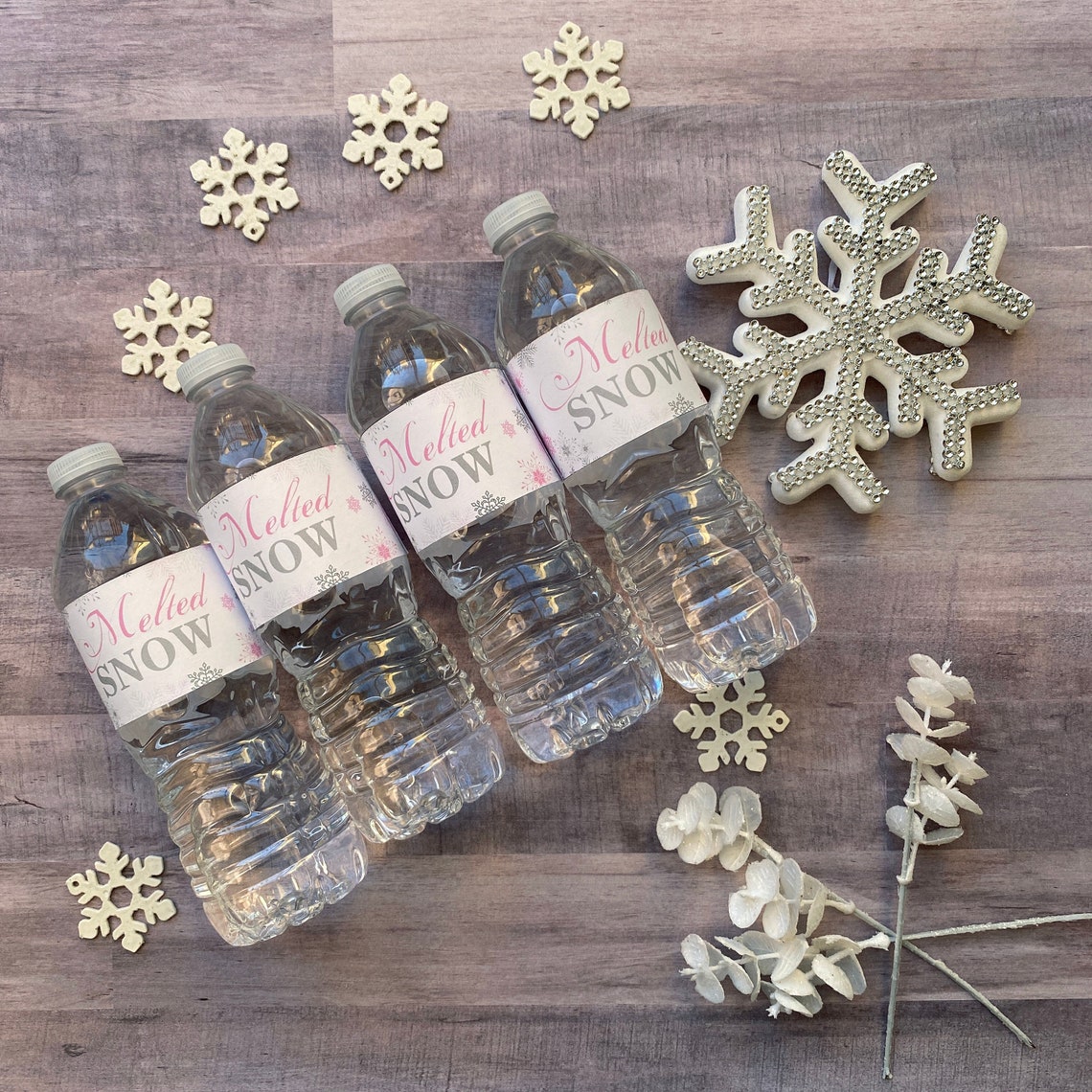 DIY: Melted Snow Water Bottle Labels Winter Themed Winter - Etsy