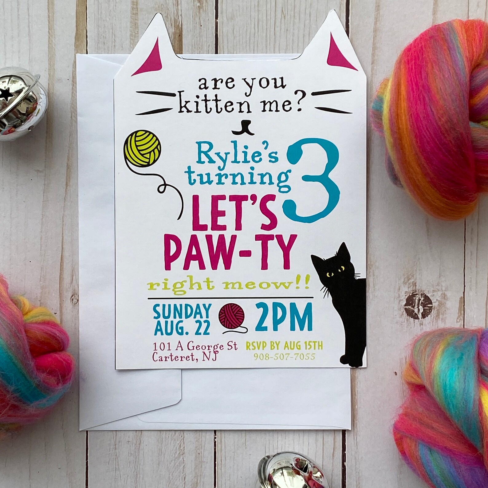 Cute Cat Birthday Party Invitation Are you Kitten Me | Etsy