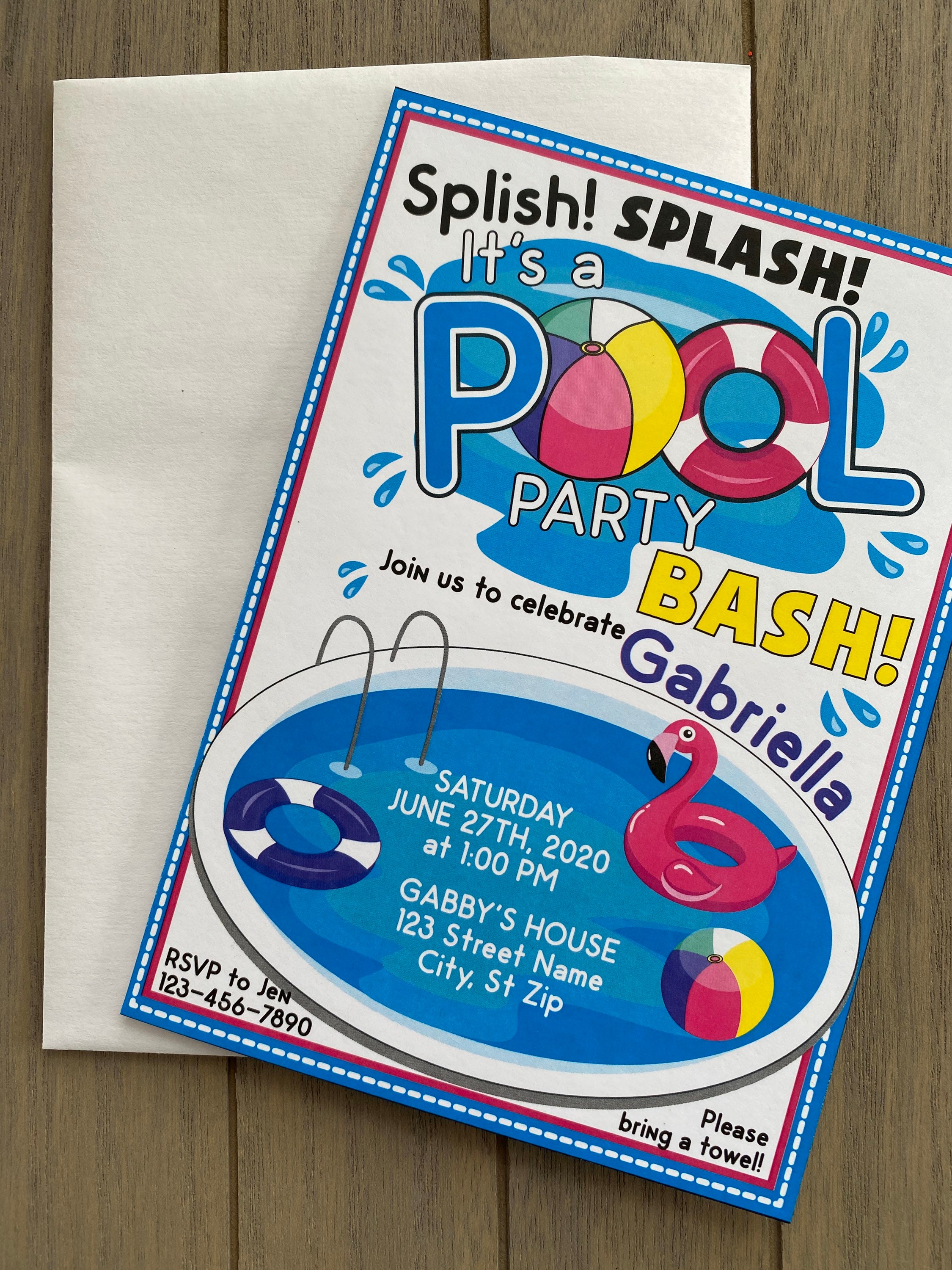 Splish Splash it is a Pool Party Bash, Pool Party Invitation, Summer ...