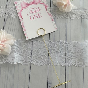 Flower and Bow Table Number Cards, Baby Shower or Bridal Shower Decor ...