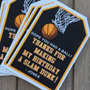 Basketball Party Favor Tags, Basketball Party Favors, Slam Dunk - Etsy