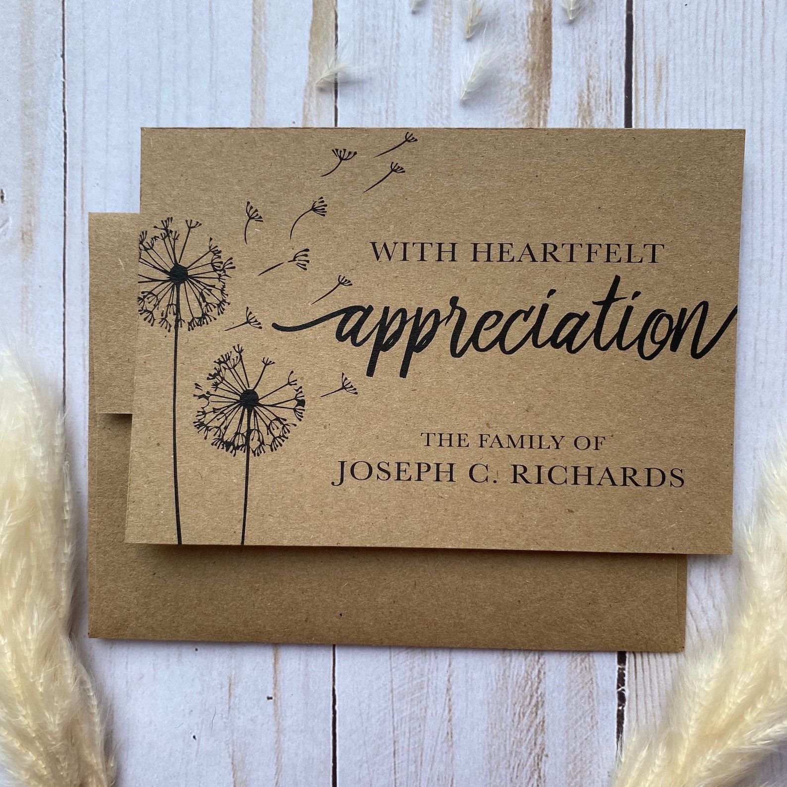 Funeral Thank You Card I Heartfelt Appreciation Sympathy Card ...