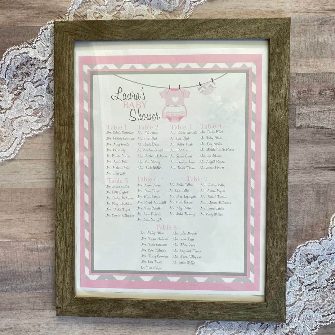 Baby Shower Seating Chart, Seating Chart, Table Chart, Customized ...