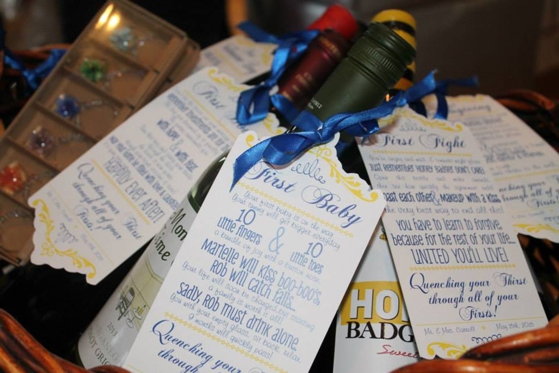 Year of Firsts Wine Tag Set for Bridal Shower Wine Basket Gift, Wine ...
