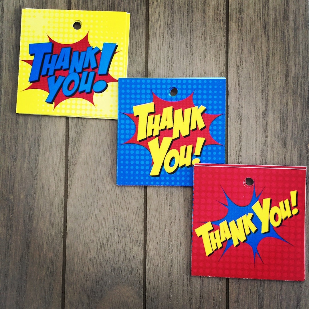 Set of 20 Super Hero Thank You Tags, Favor Tags or DIGITAL FILE ...
