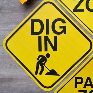 Construction Party Sign Set of 8: Dump Gifts Here, Party Zone, Dig In ...