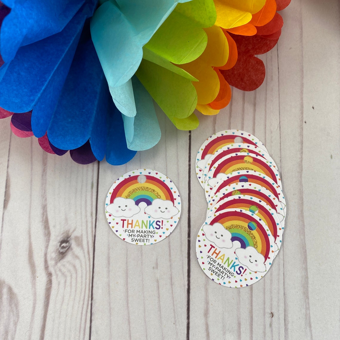 Rainbow Favor Tags: 2 Inch Round SET of 12 Rainbow Party - Etsy