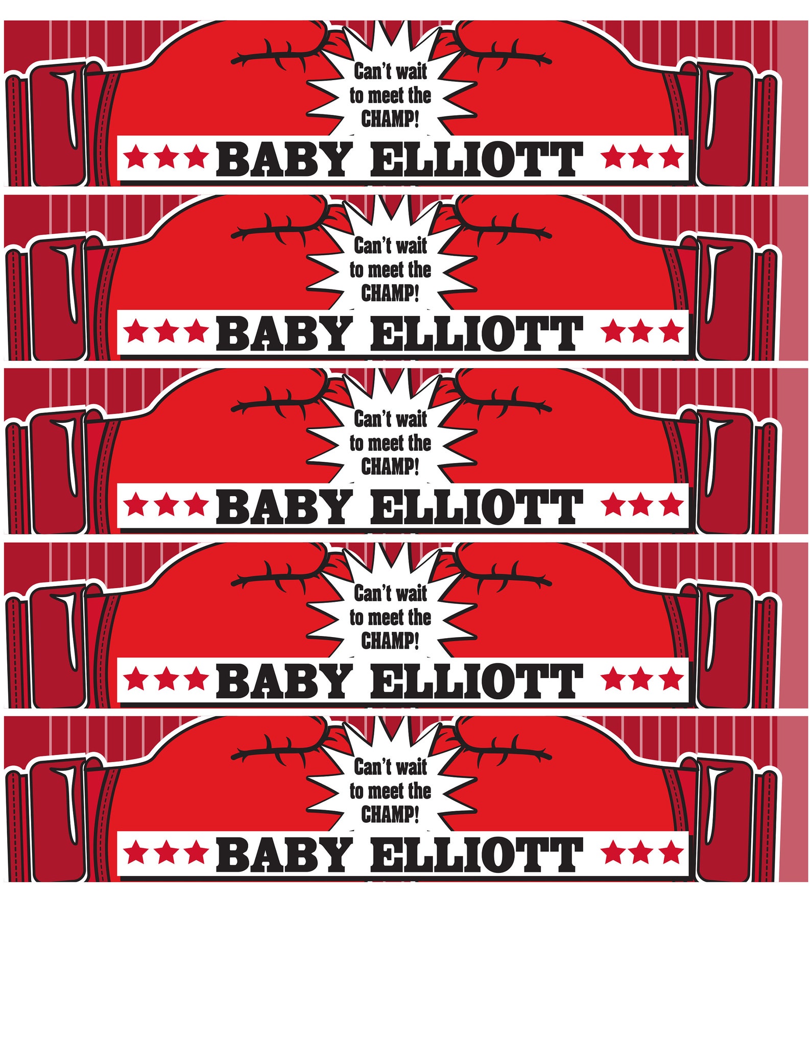 DIY: Boxing Theme, Knock Out Water Bottle Labels, Customized DIGITAL ...
