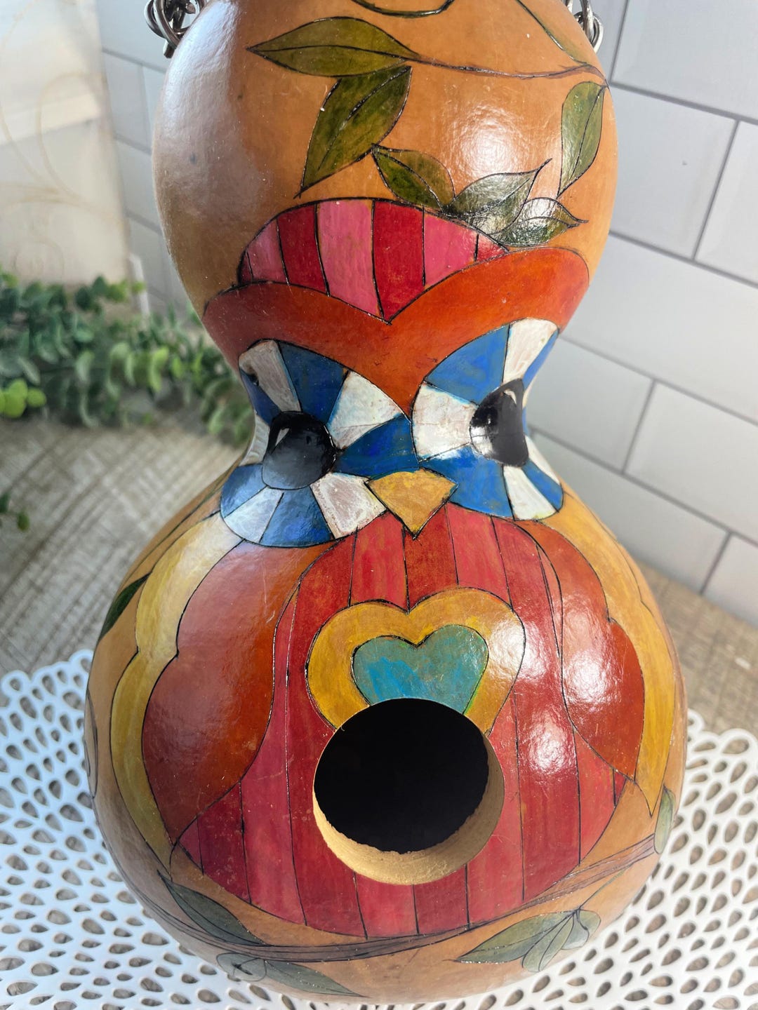 Birdhouse Gourd Whimsical Owl Design - Perfect Gift for the Gardener ...