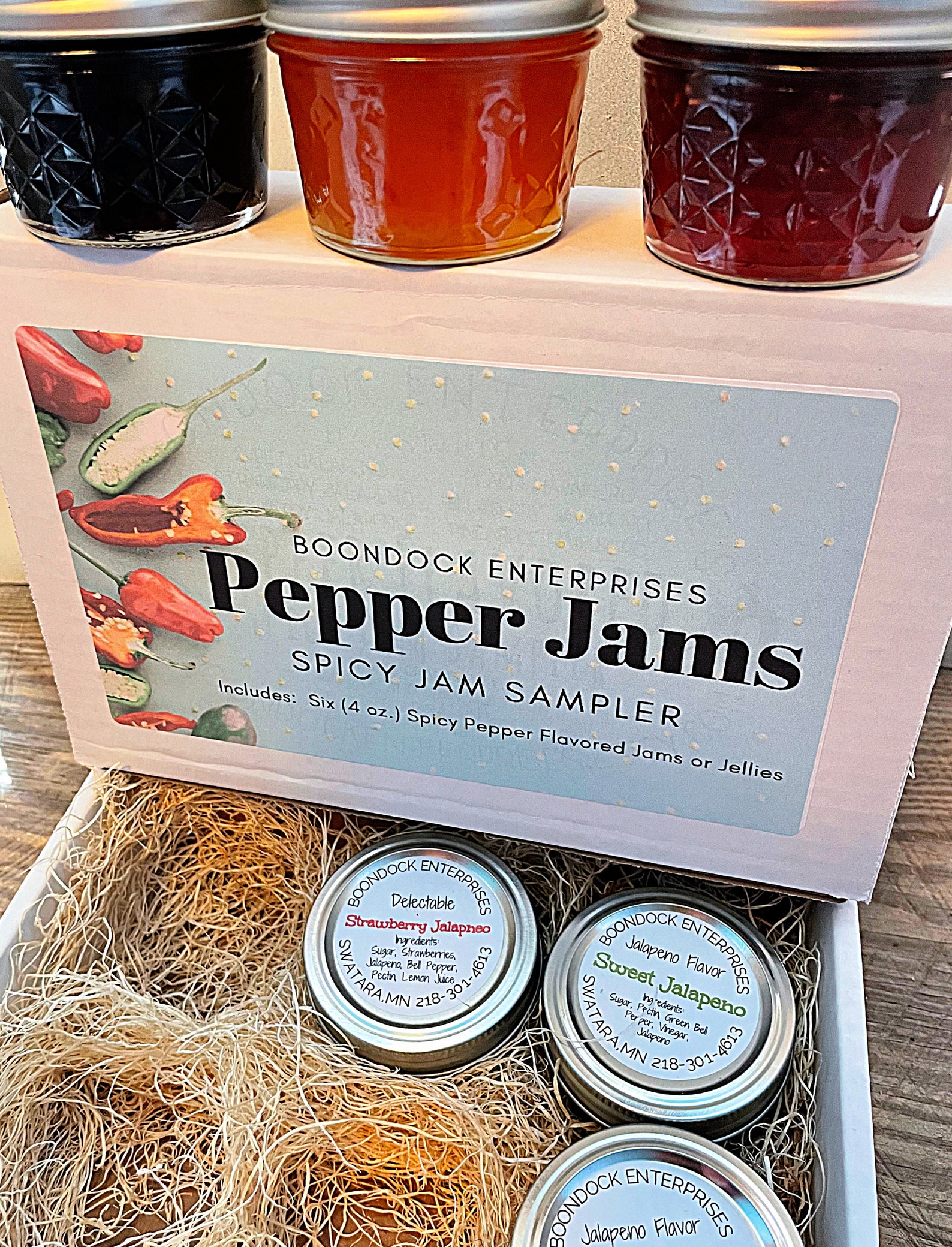 Pepper Jam Sampler Box - Six (4 Oz.) Jars of Assorted Spicy Pepper ...