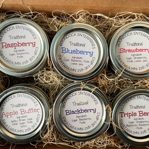 Traditional Jam Sampler Gift Box - Six (4 Oz.) Jars of Assorted Classic ...