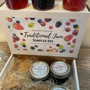 Traditional Jam Sampler Gift Box - Six (4 Oz.) Jars of Assorted Classic ...