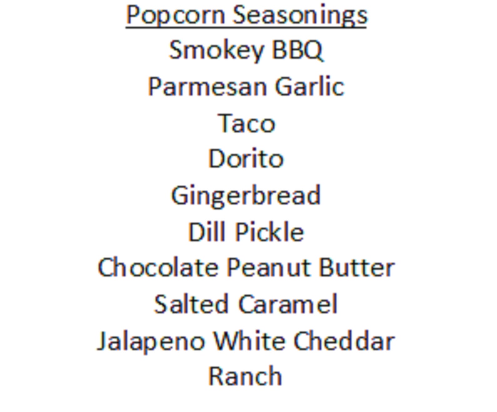 Complete Set of Popcorn Seasoning Blends - 10 Different Flavors ...