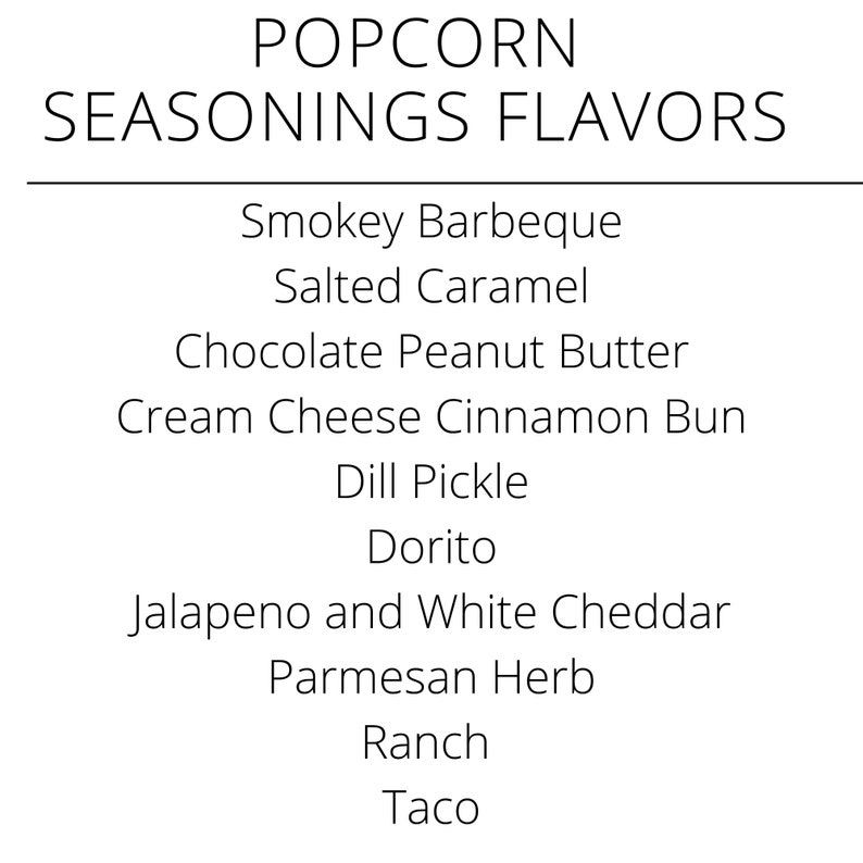 Complete Set of Popcorn Seasoning Blends - 10 Different Flavor - Party ...