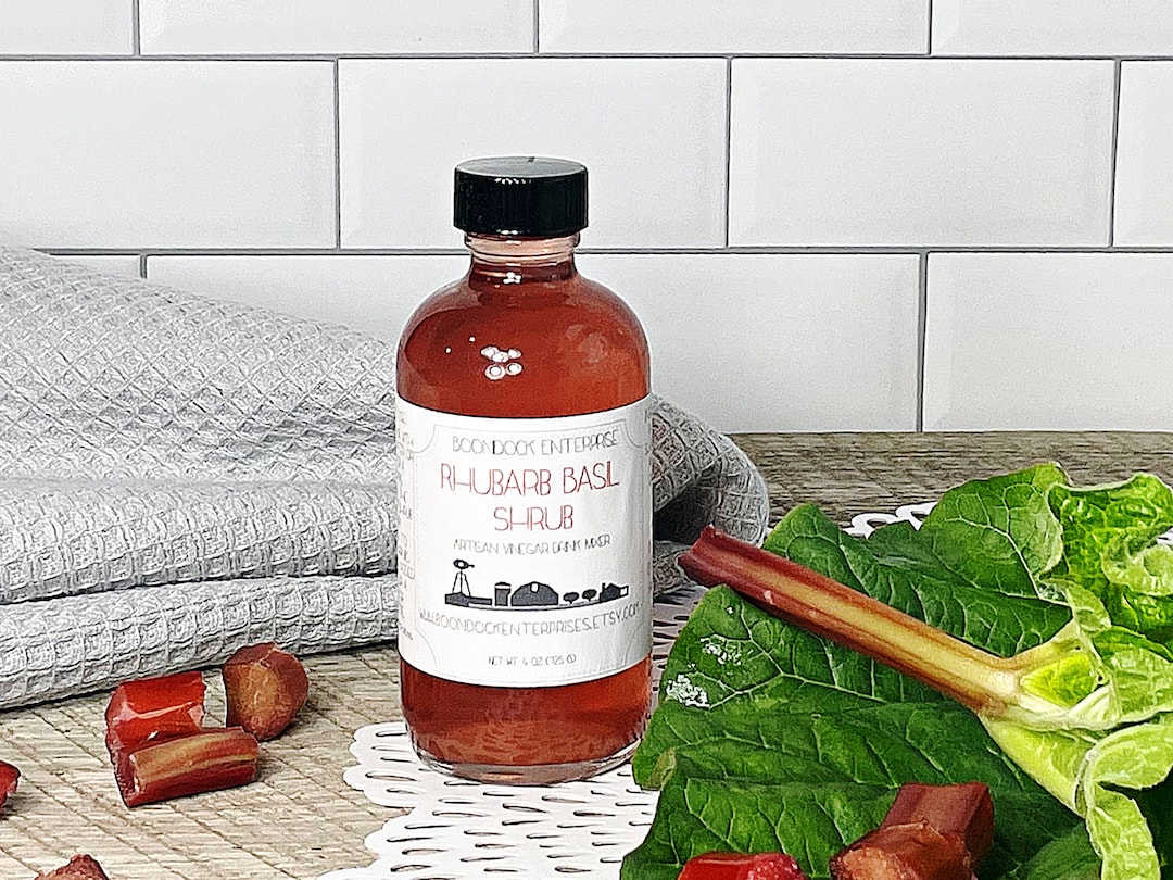 Rhubarb Basil Fruit Shrub - Herbal Infused Drinking Vinegar - Cocktail ...