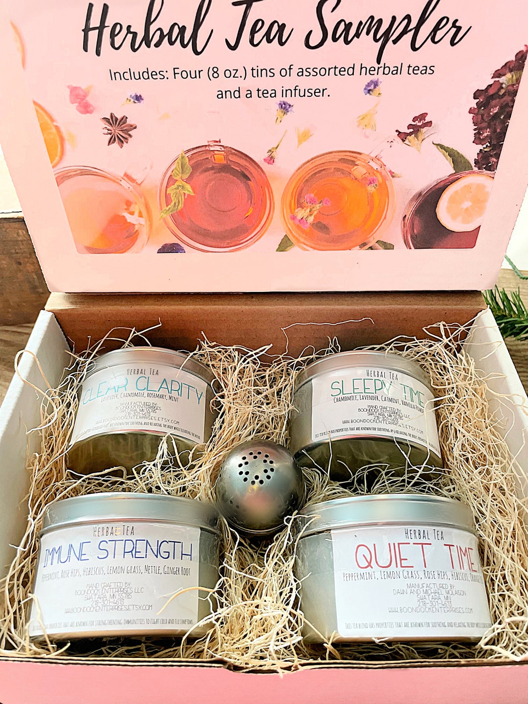 Herbal Tea Sampler Box - Your Choice of 4 Herb Loose Leaf Tea Blends ...