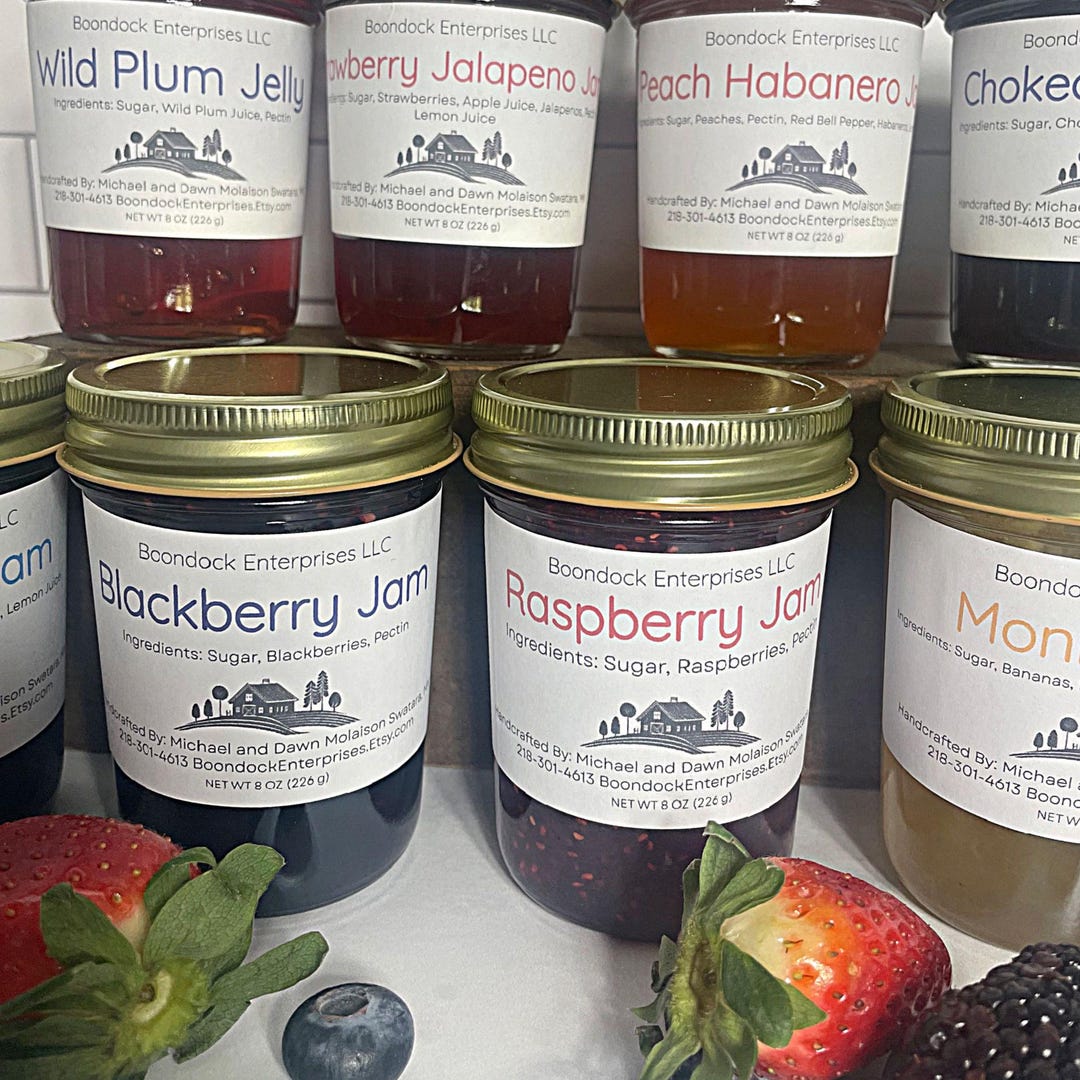 Pick 3 Homemade Jam or Jelly in 8 Oz. Jars - Wide Assortment of Gourmet ...
